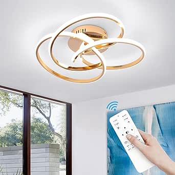 CANEOE Modern LED Ceiling Light Fixture, 42W Gold Dimmable Flush Mount ...