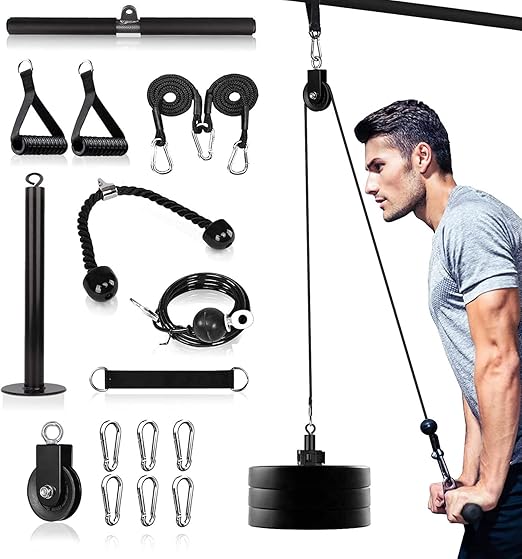 Pulley System for Exercise, 3 in 1 Pulley Cable System with LAT ...