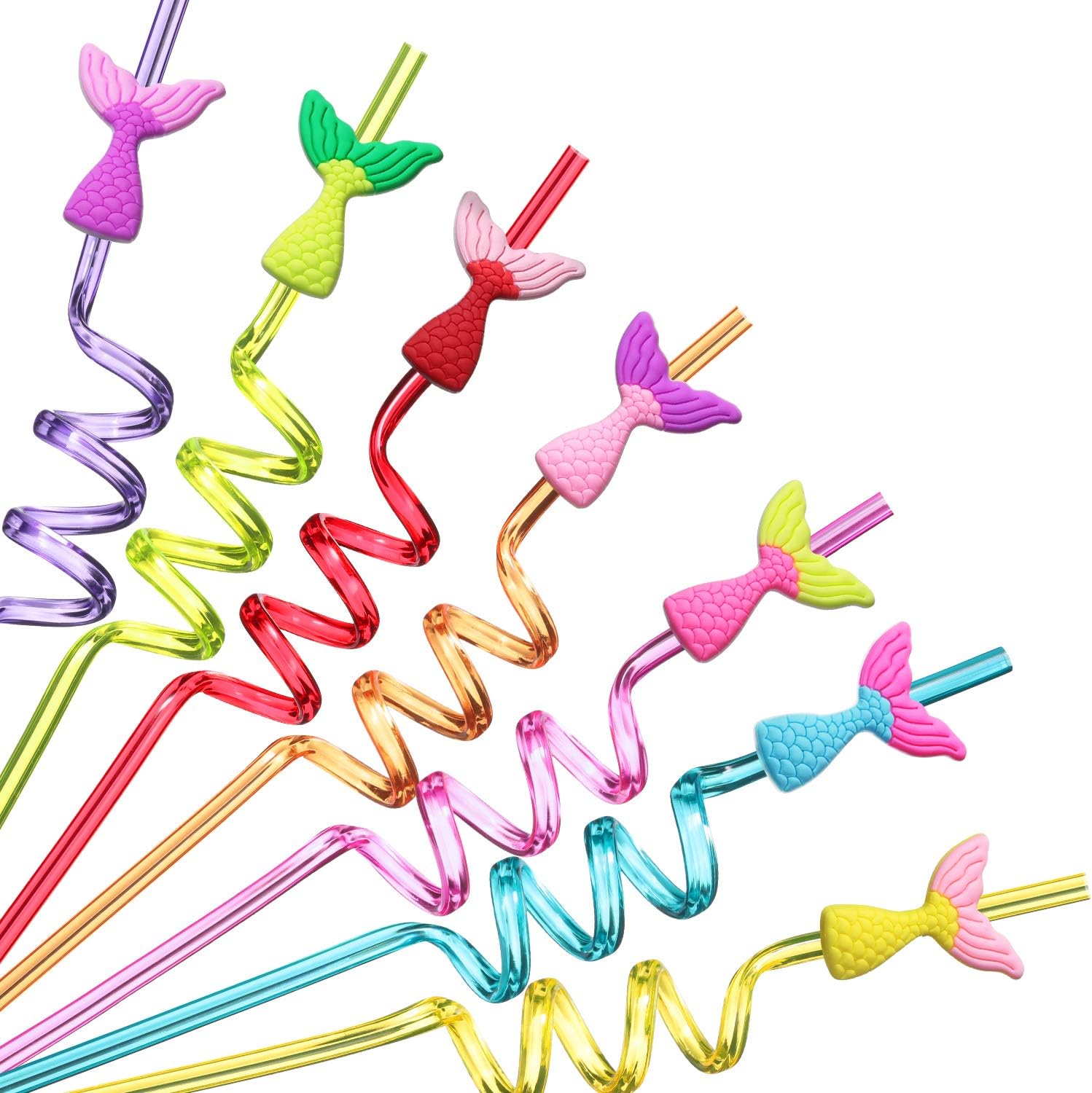 Amazon.com: 24 Glitter Mermaid Party Favors Mermaid Tail Drinking ...