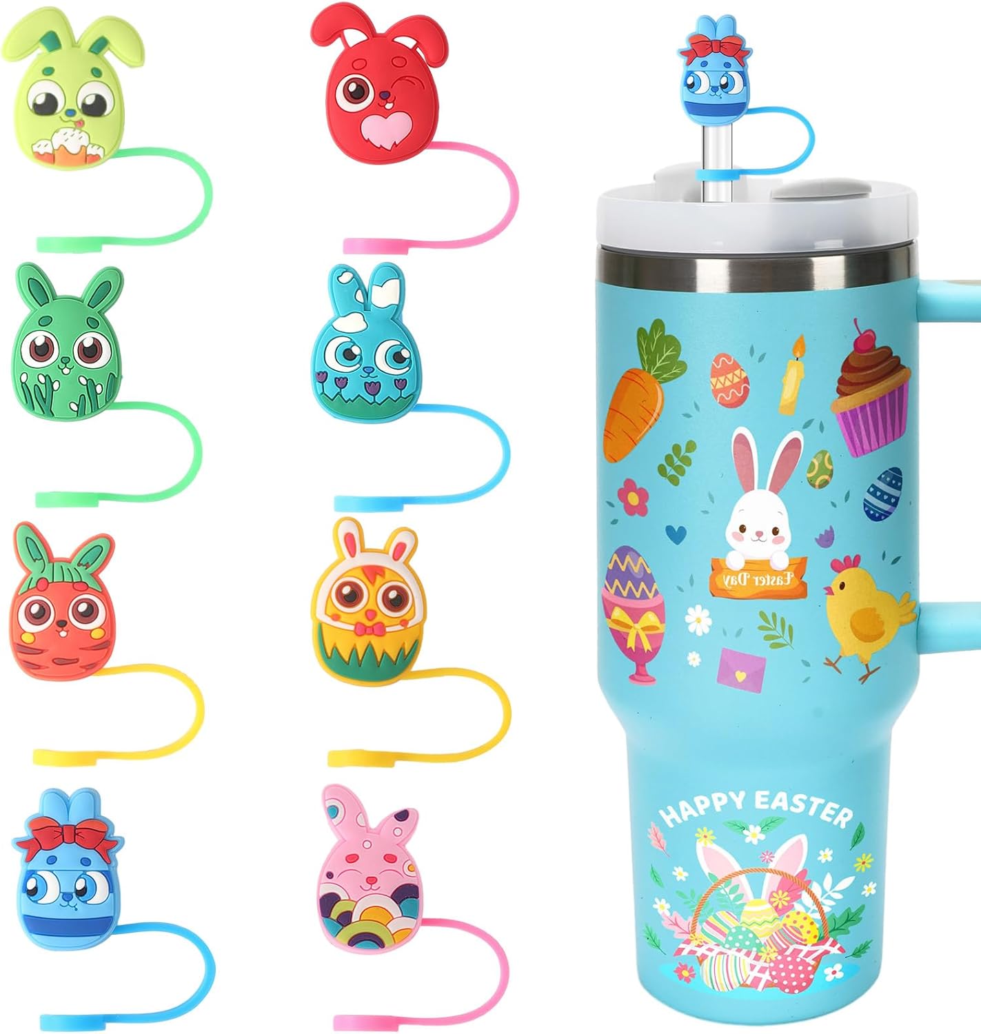 Amazon.com: AUGSUN Easter Stanley Straw Cover Straw Topper, 8 Pcs ...