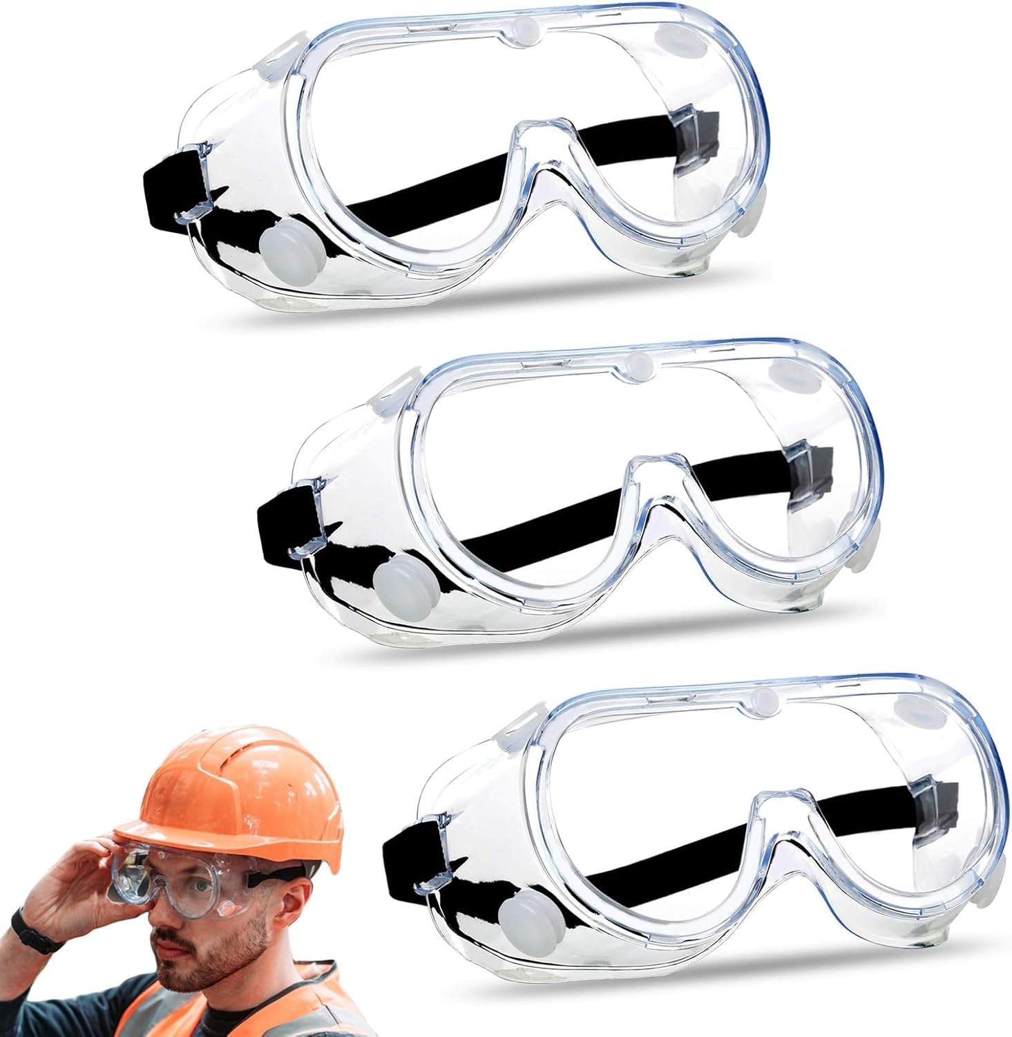 ZcrPrn 3Pcs Safety Glasses, Eye Protection Glasses Anti Fog Anti Dust ...