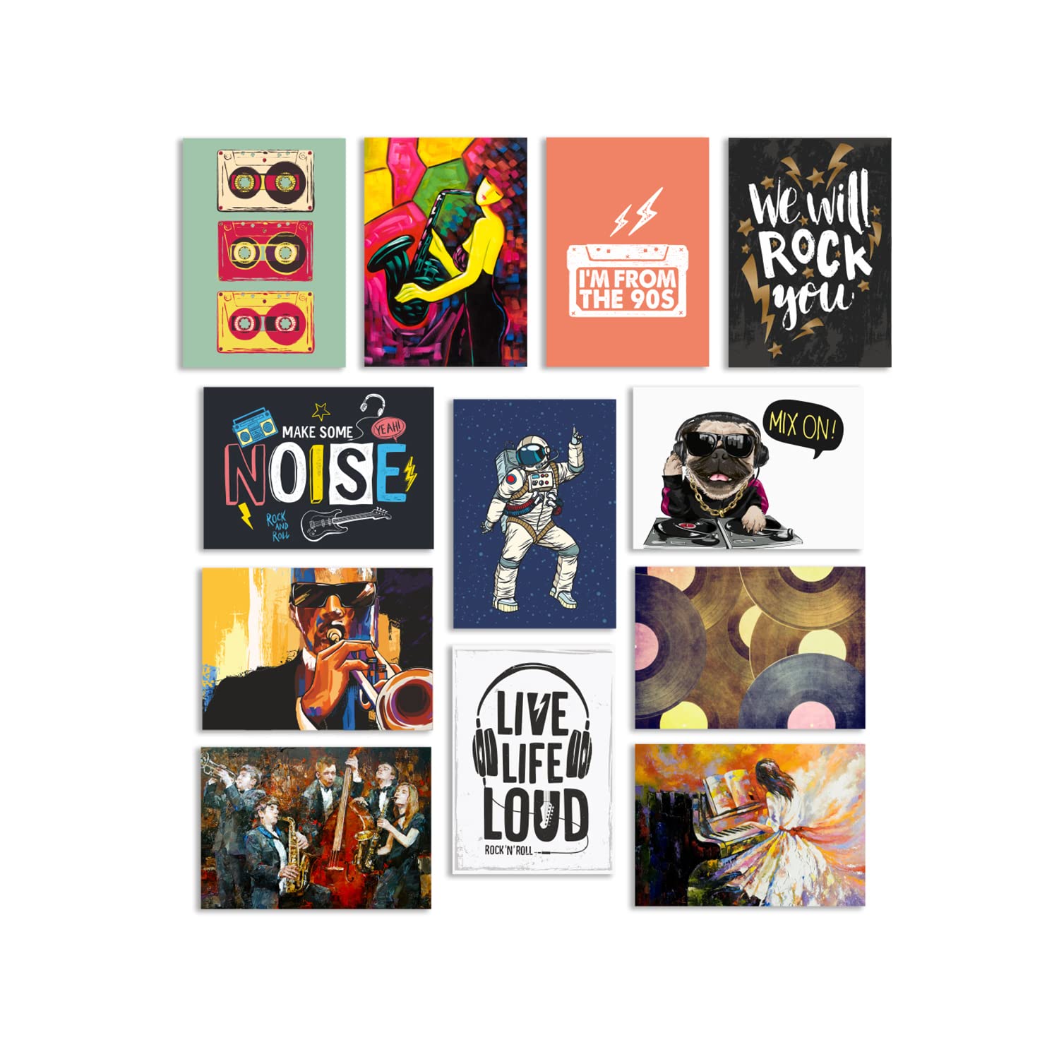 PAPER PLANE DESIGN Music Art Posters collage for Living room Bedroom ...