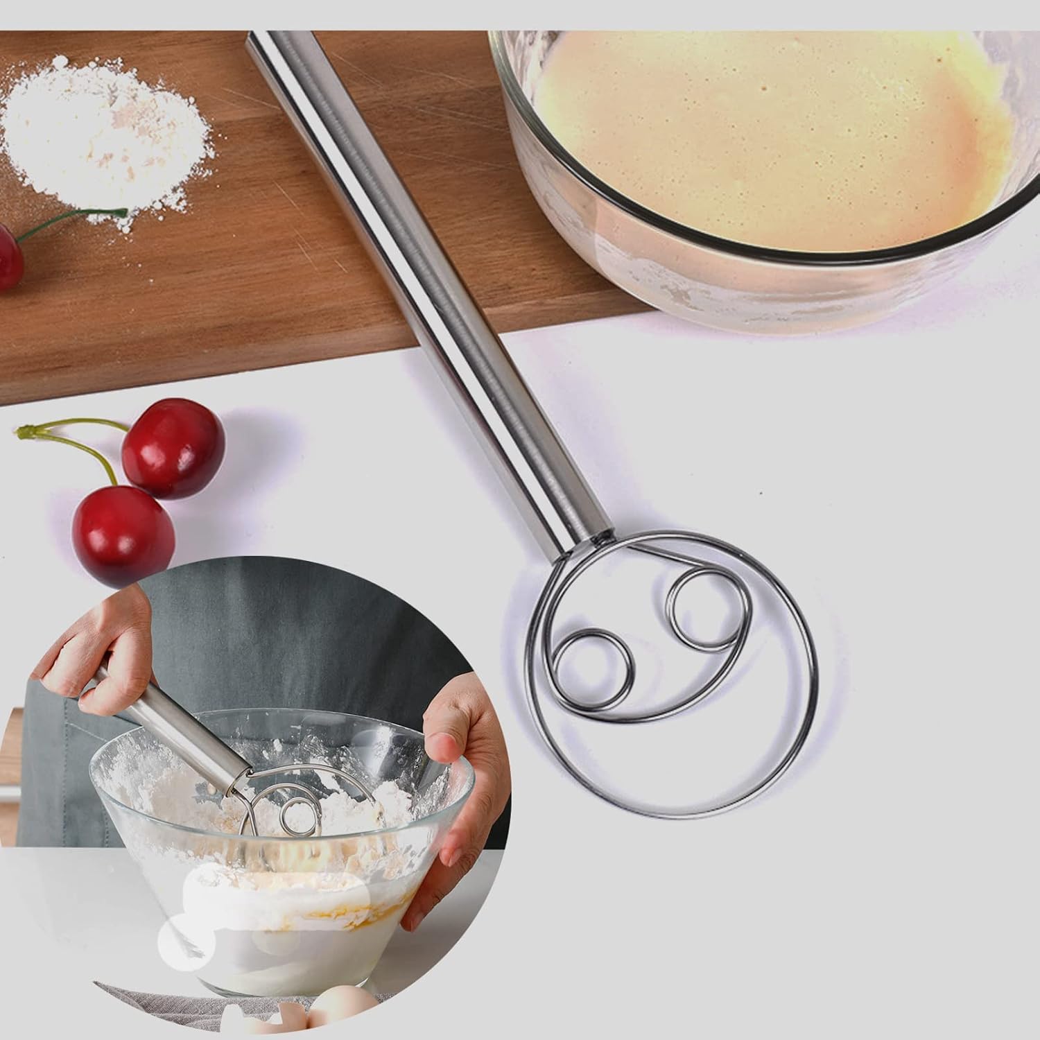 Whisk, Bread Whisk Stainless Steel, Hand Mixer Bread Baking Tools for ...