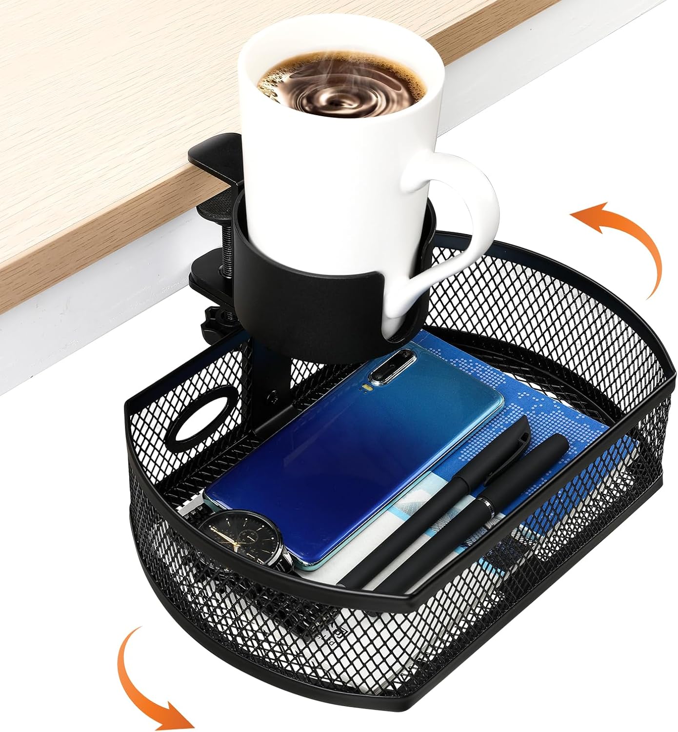 Kannino Under Desk Drawer Organizer, Mesh Desk Organizer with Cup ...
