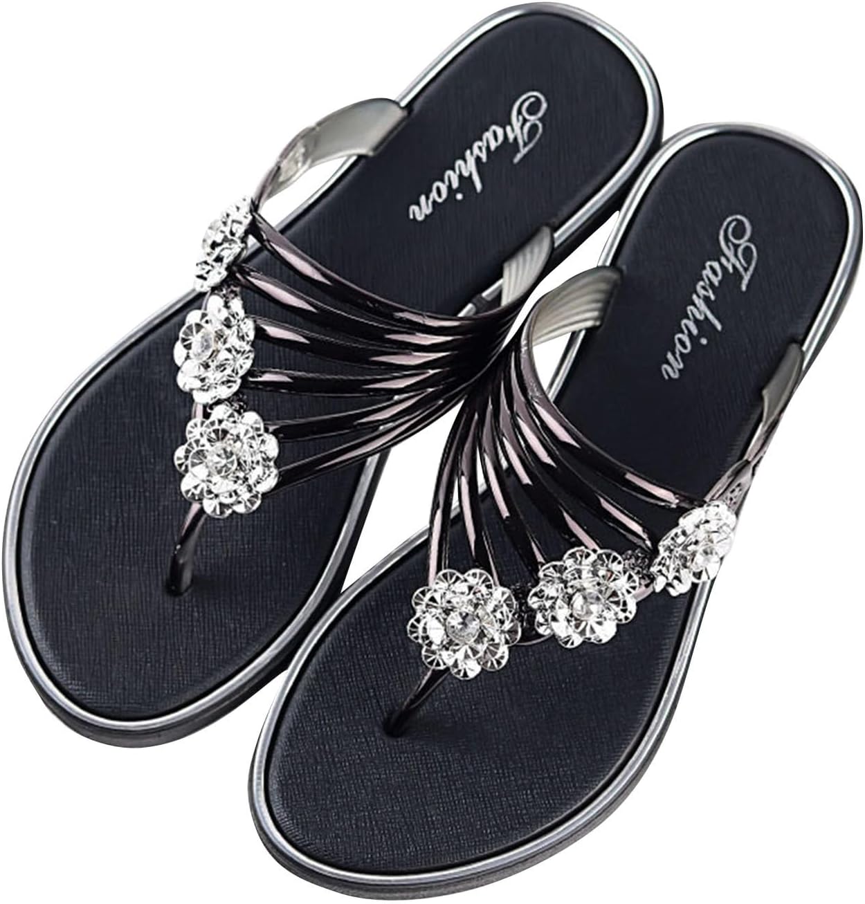 Women's Diamond Sandals Ladies Beach Holiday Retro Thong Sandals Summer ...