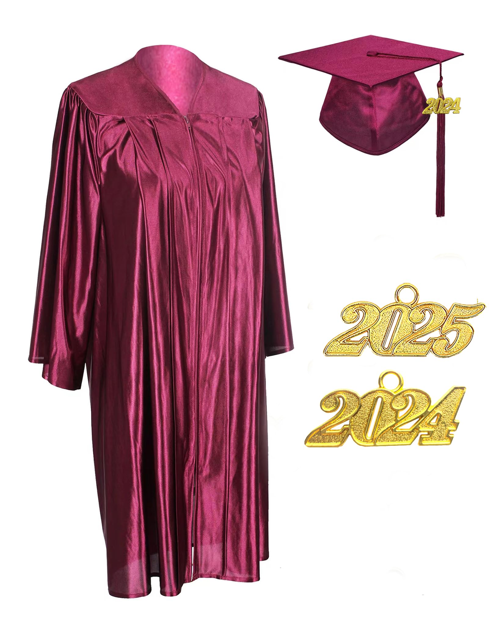Snapklik.com : Unisex Adult Shiny Graduation Cap And Gown Tassel 2024 ...