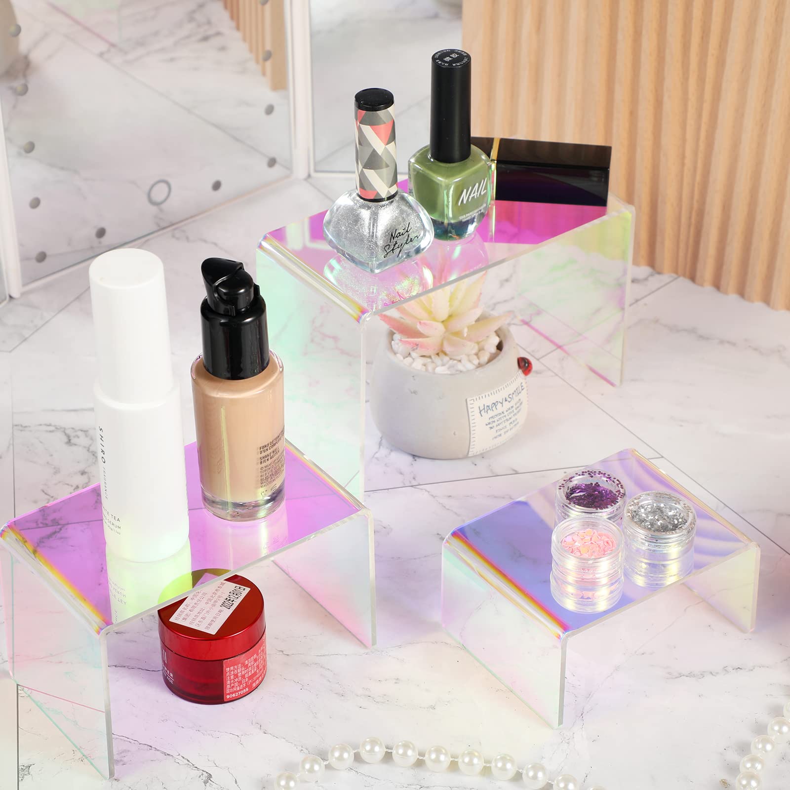 Set of 9 Iridescent Acrylic Display Risers Acrylic Display Shelf ...