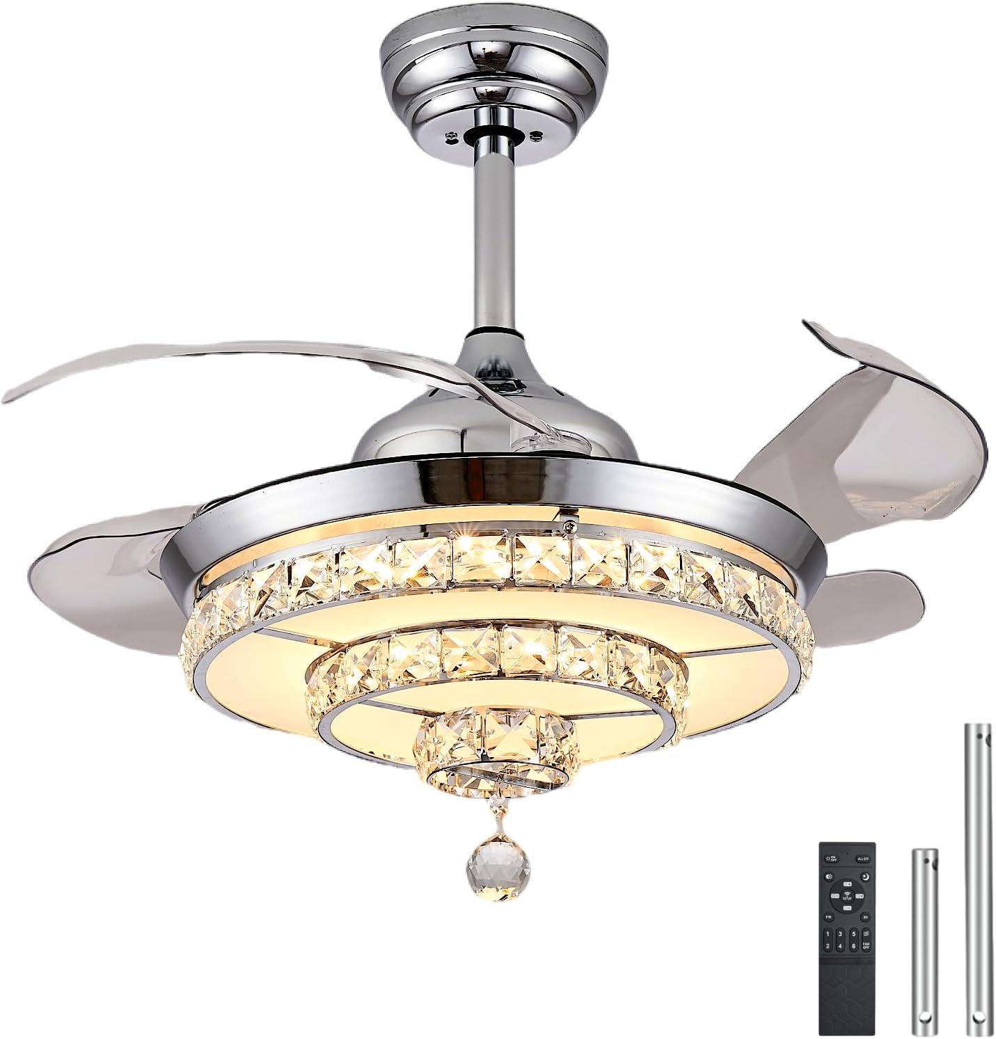 JRink Ceiling Fans with Lights and Remote, Fandelier Ceiling Fan with ...