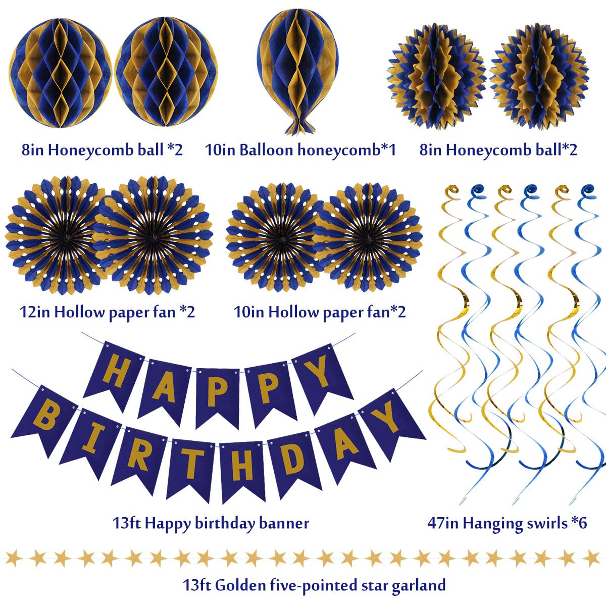 Blue And Gold Birthday Decorations Navy Blue & Gold Birthday ...