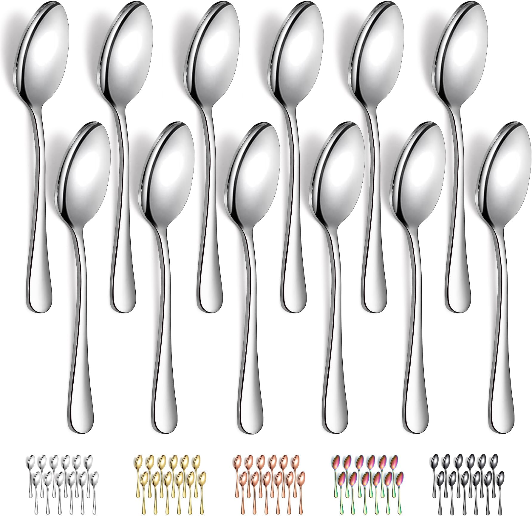 Amazon.com: Dinner Spoons, Kyraton 6 Pieces 7.5" Stainless Steel Table ...