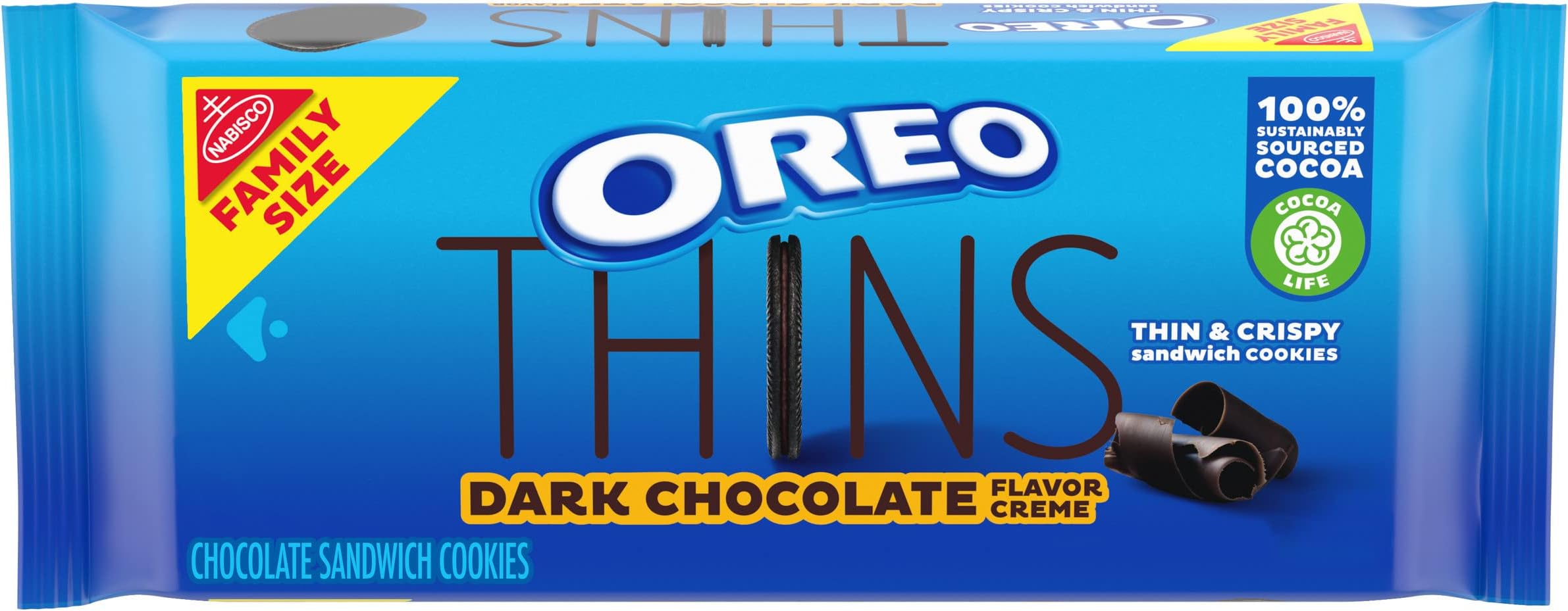Amazon.com: OREO Thins Dark Chocolate Creme Sandwich Cookies, Family ...