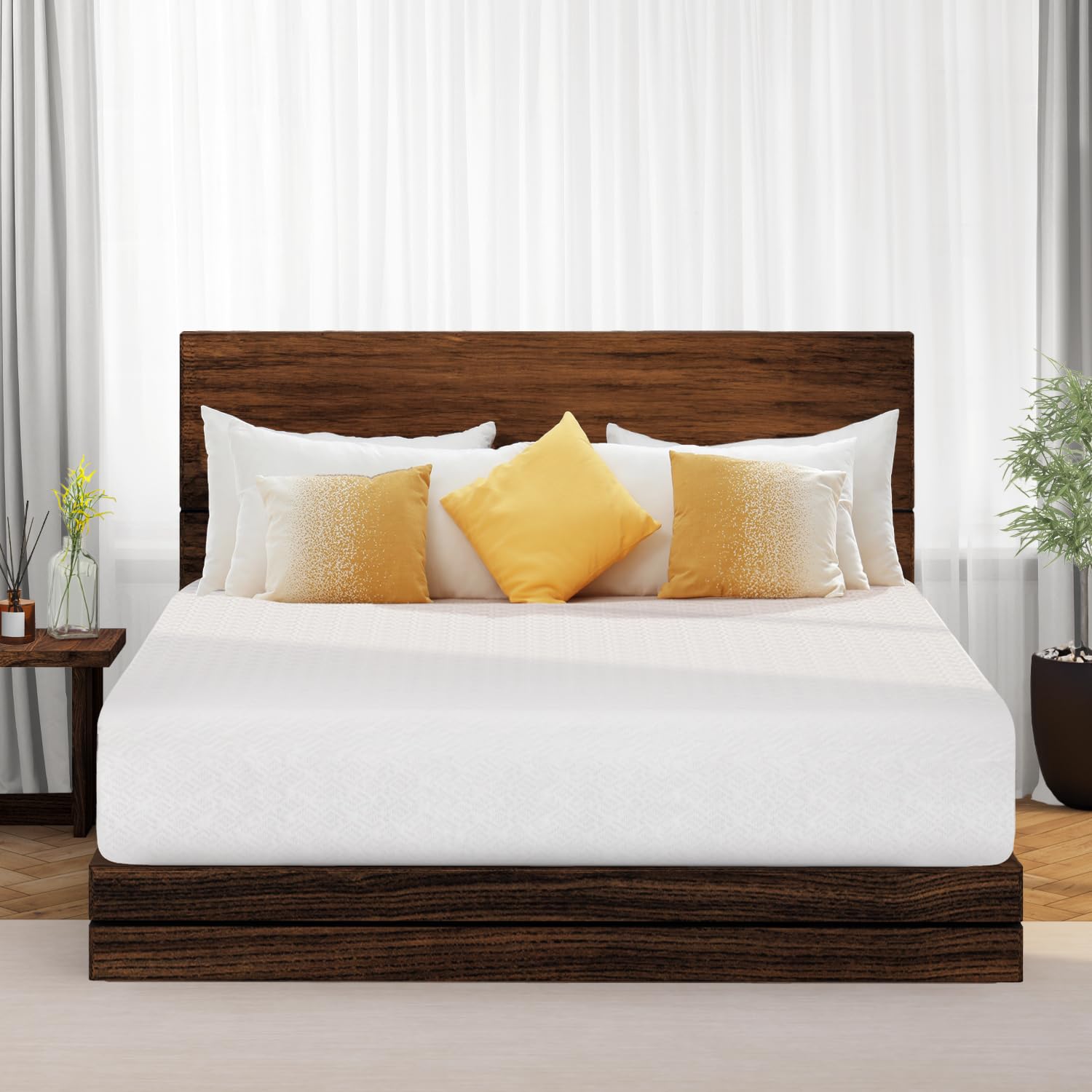 Amazon.com: NEO SLEEP 12 Inch Queen Cooling Gel Green Tea Medium Firm ...