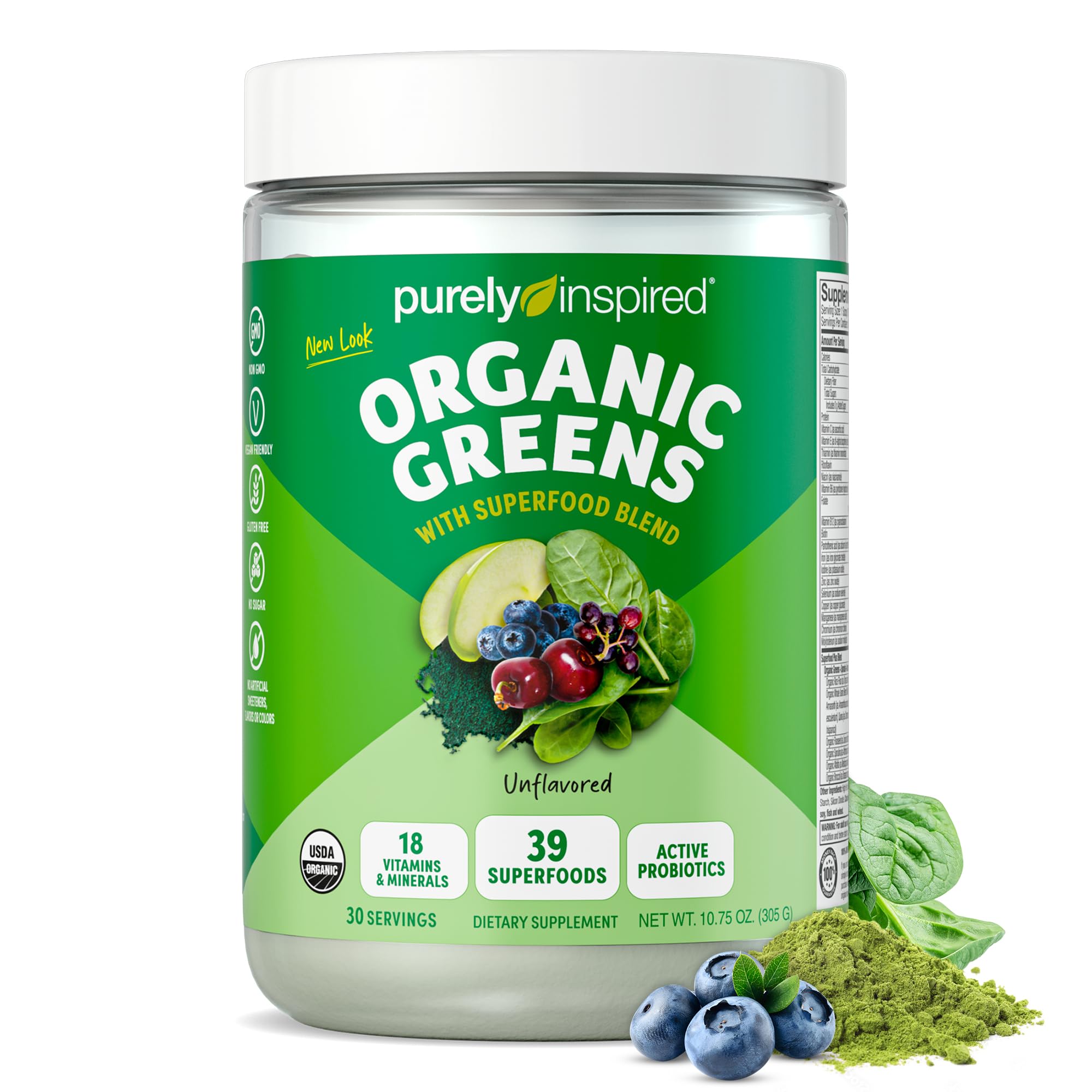 Amazon.com: Purely Inspired Greens Powder Smoothie Mix Organic Greens ...