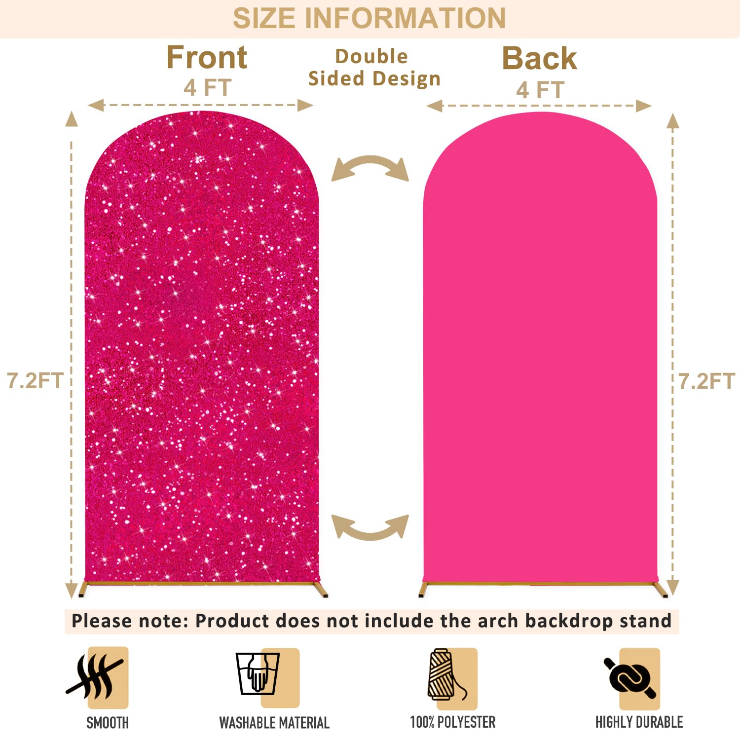 Snapklik.com : Spandex Sequin Arch Cover Hot Pink 7.2 FT Arch Backdrop ...
