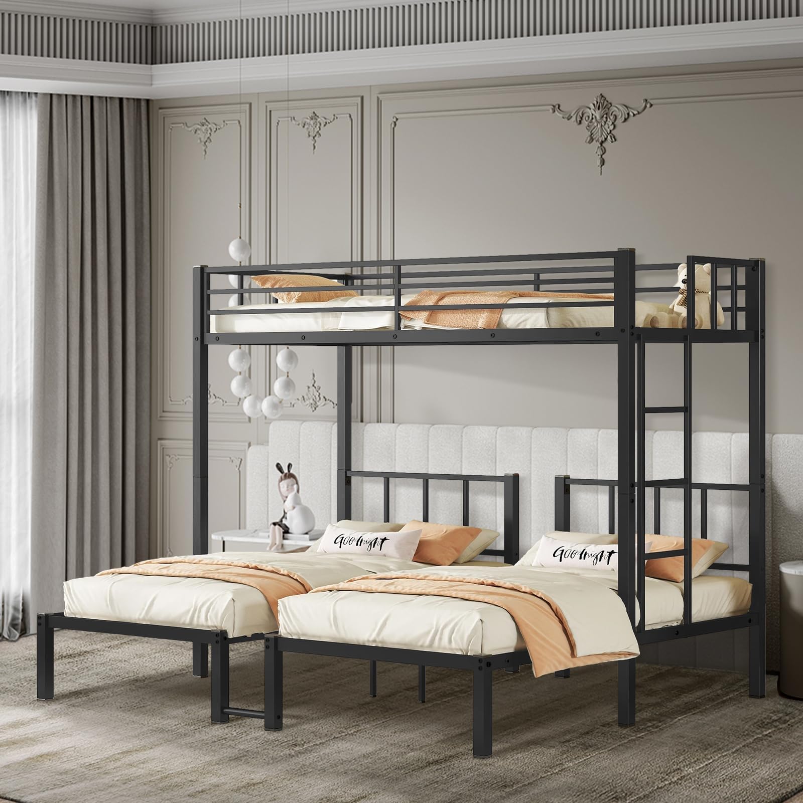 Amazon.com: Bellemave Triple Bunk Bed for Kids, Detachable Metal Twin Over Twin Over Twin Bunk ...