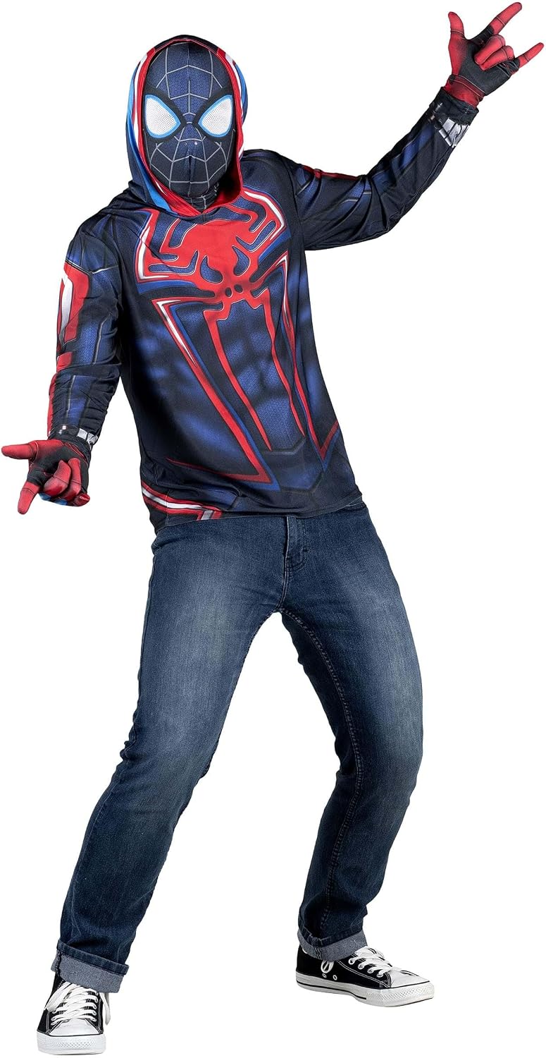 Amazon.com: Adult Miles Morales Costume Top | Superhero Costumes Medium ...