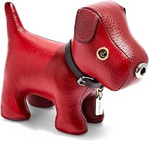 Amazon.com: Coach Dog Paperweight Stuffed Puppy in Leather Gunmetal/Red ...