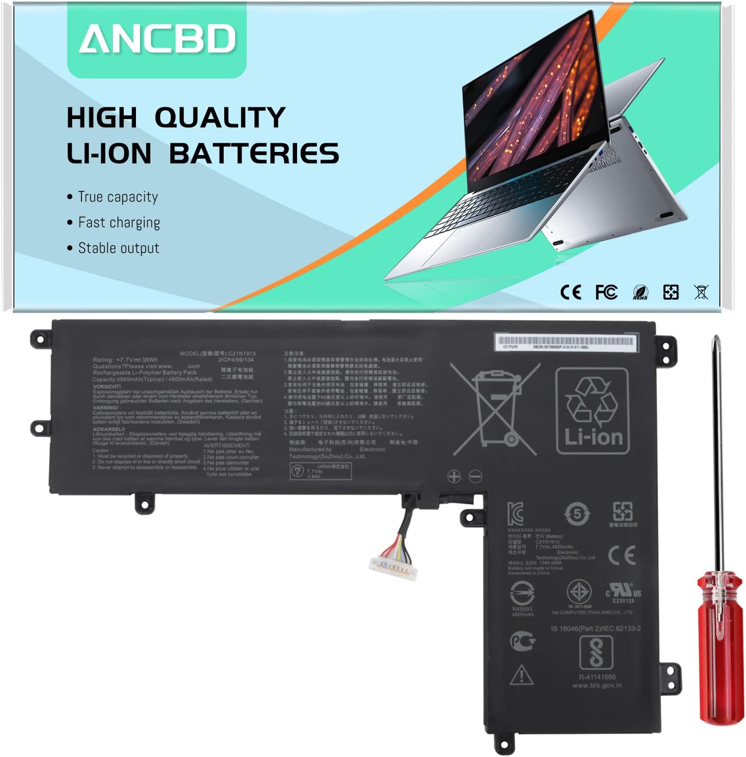 Amazon.com: ANCBD C21N1913 Laptop Battery Replacement for Asus E210 ...
