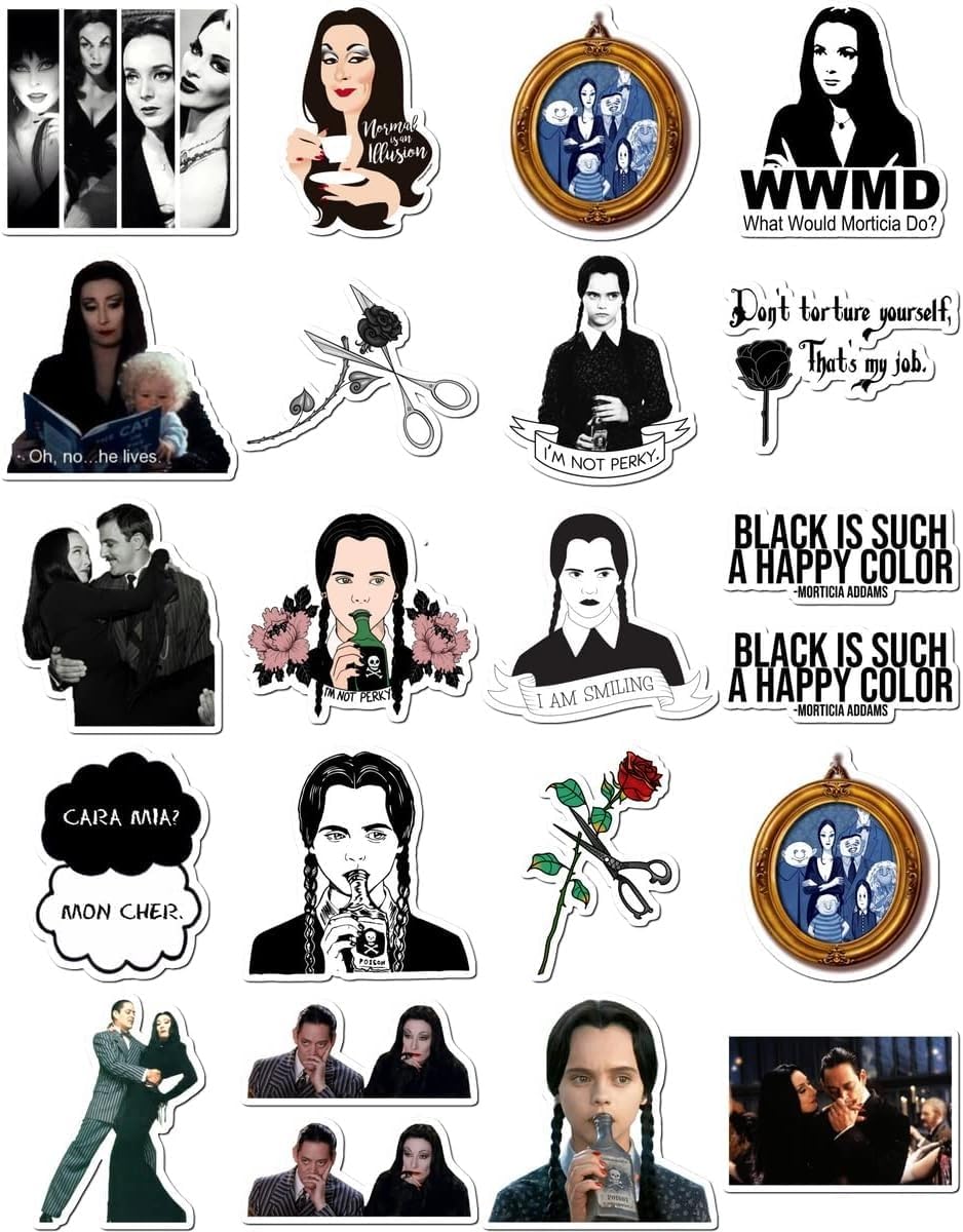 Amazon.com: 20 Pcs Value Pack Addams Decal Family Sticker Waterproof ...