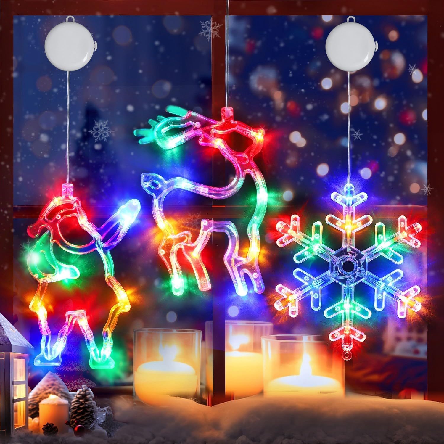 Amazon.com: 3Pcs Christmas Window Lights, Battery Powered Christmas ...