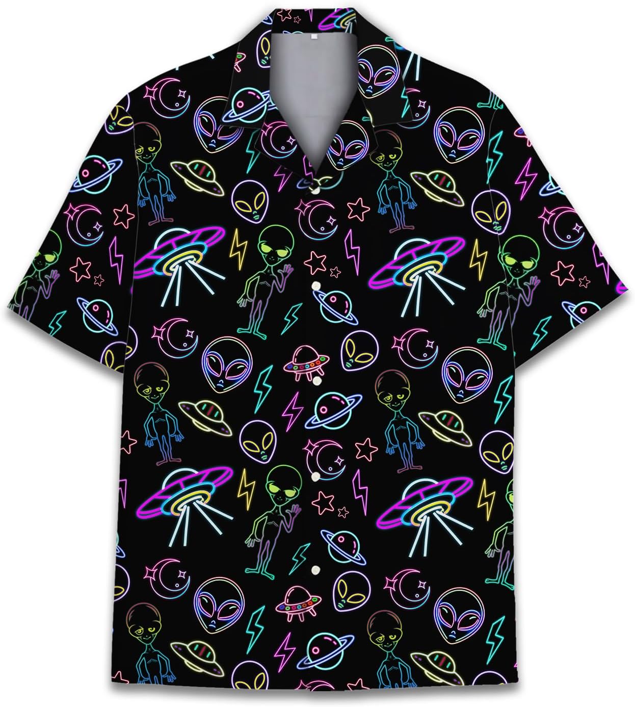 HIHI GLOBAL Neon-Alien-Hawaii-Hemd für Herren und Damen, Space Shirt ...