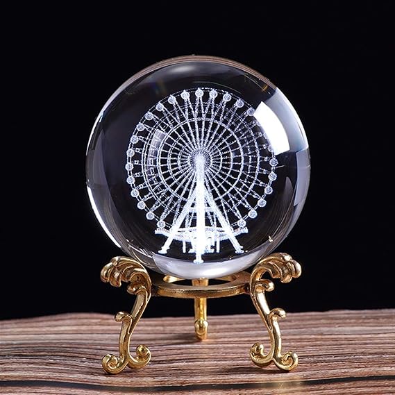 Crystal ball 60mm Crystal Ferris Wheel Ball 3D Laser Engraved Miniature ...