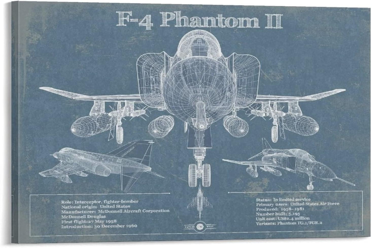 Amazon.com: F-4 Phantom II Aircraft Blueprints Original Military Mural ...