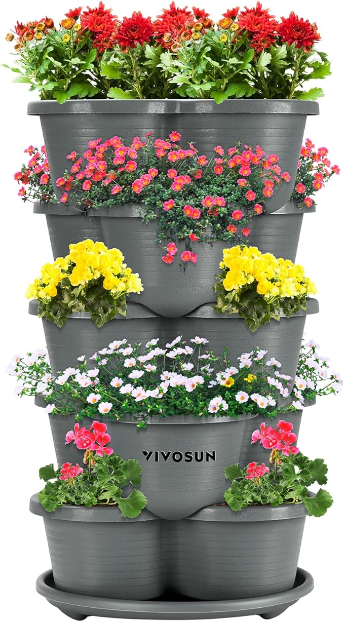 Amazon.com: VIVOSUN 5 Tier Vertical Gardening Stackable Planter for ...