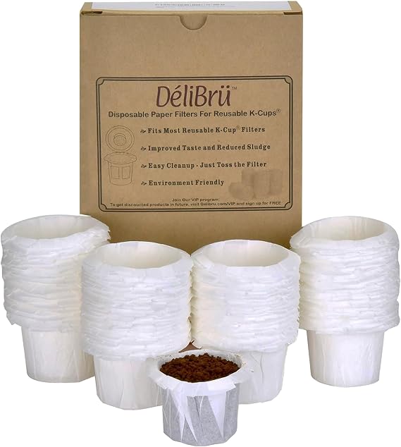 Amazon.com: Delibru K Cup Disposable Paper Filters 300 Pack Fits With ...