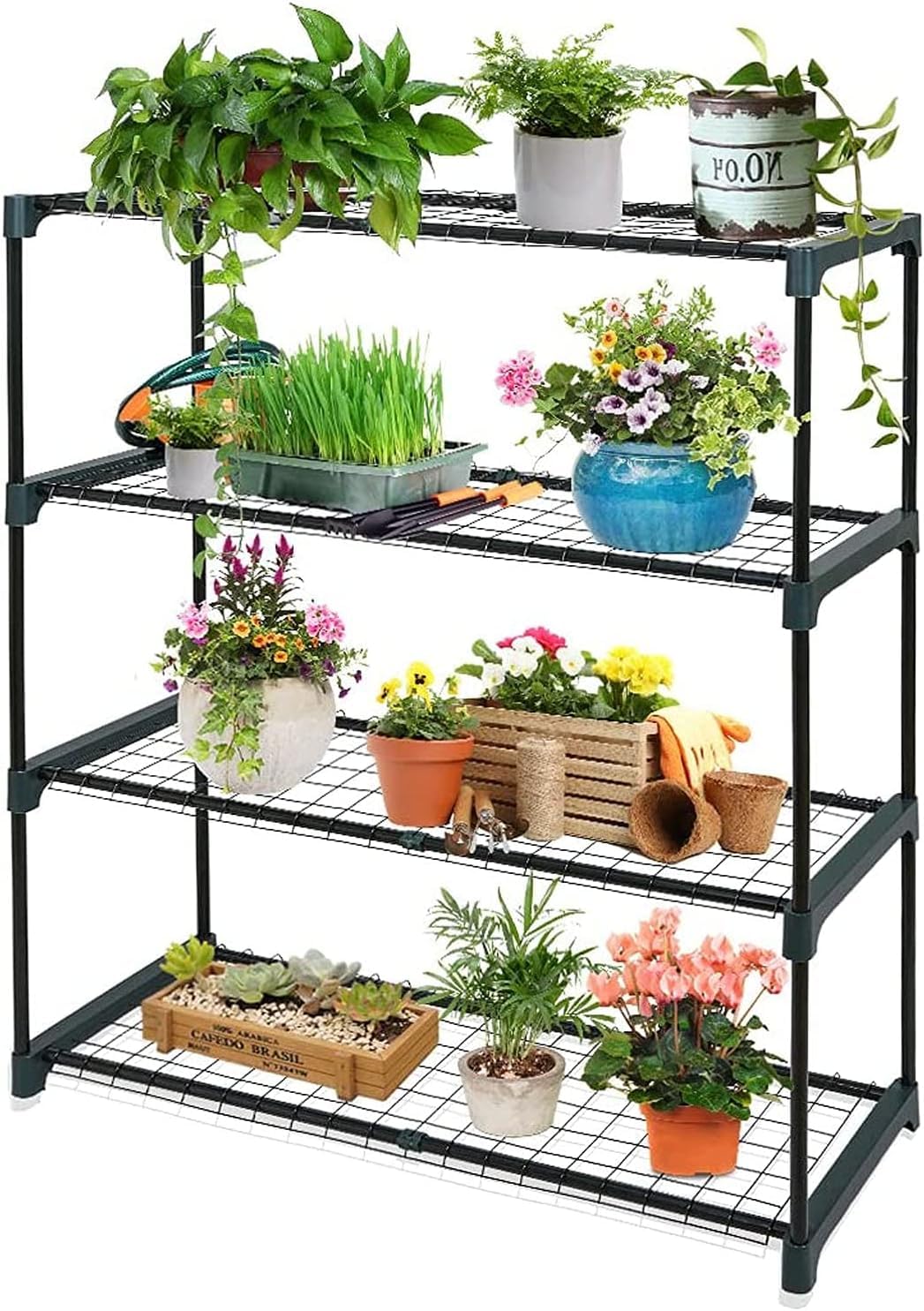 YORKSHIRE HOMEWARE 4 Tier Greenhouse Staging Unit, Outdoor Shelving ...