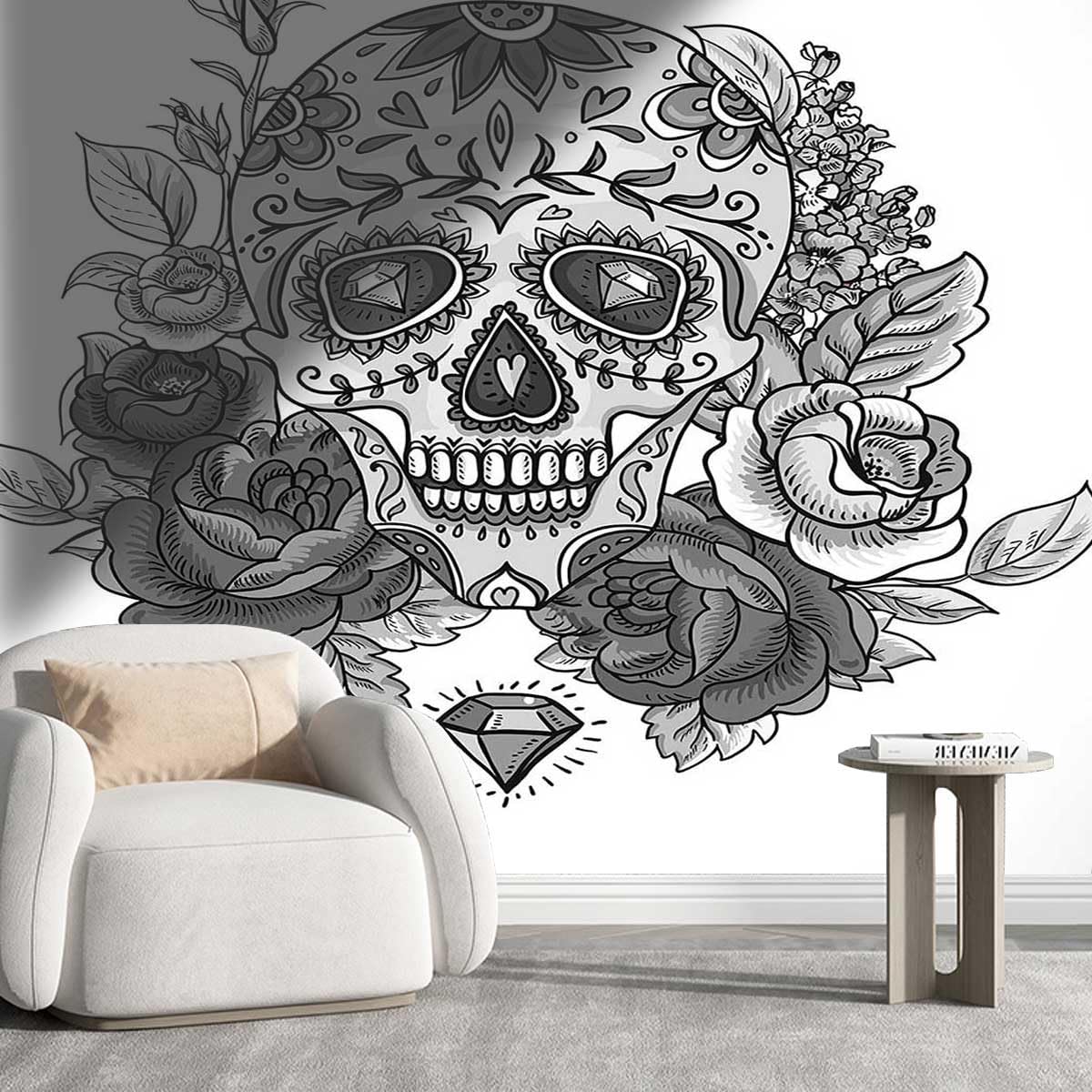 Large Sugar Skull Wallpapers Flowers & Skulls Wallpaper For Walls