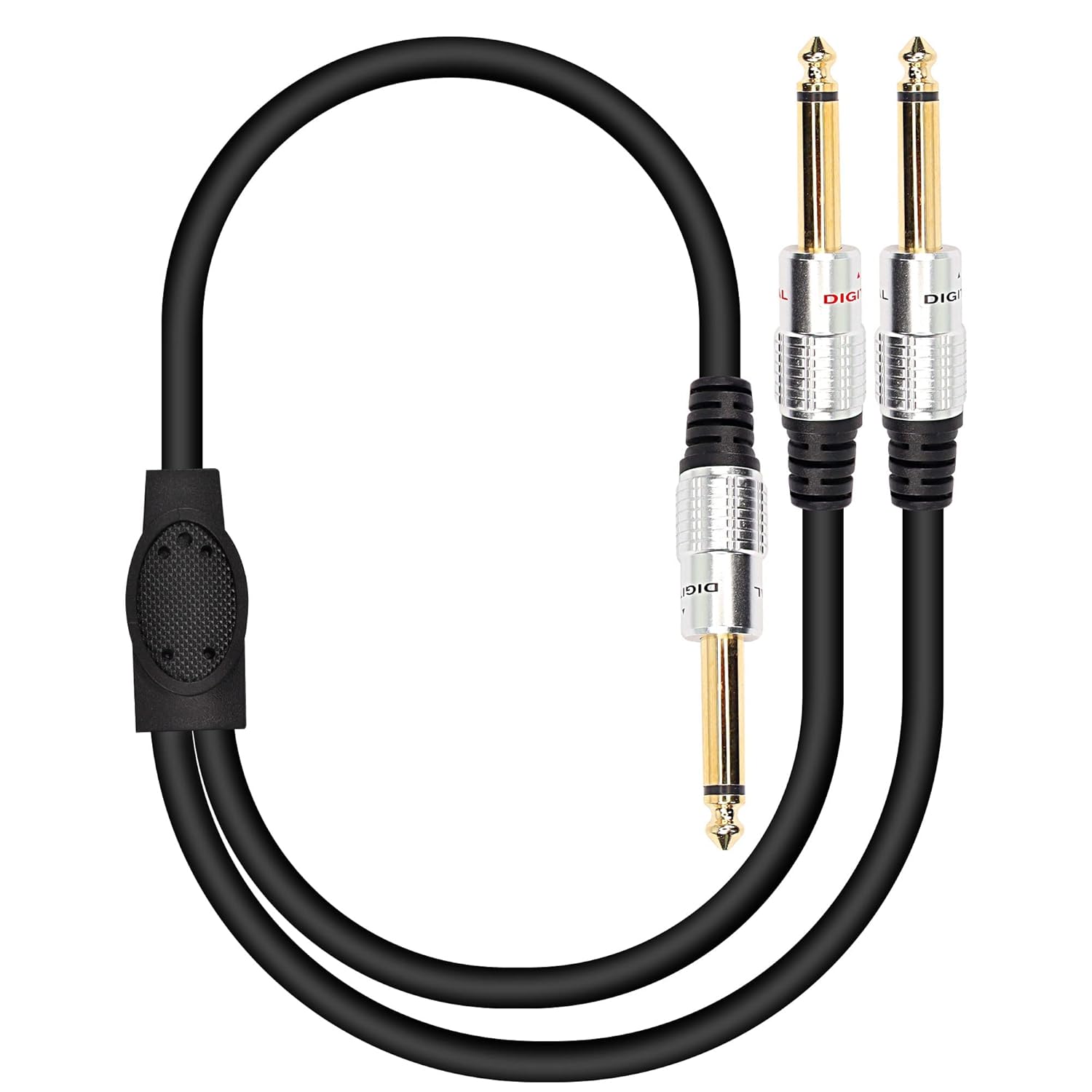 XMSJSIY 6.35mm 1/4" TS Male to Dual 6.35mm 1/4" TS Male Mono Stereo Y Cable Splitter Cord - 50cm ...