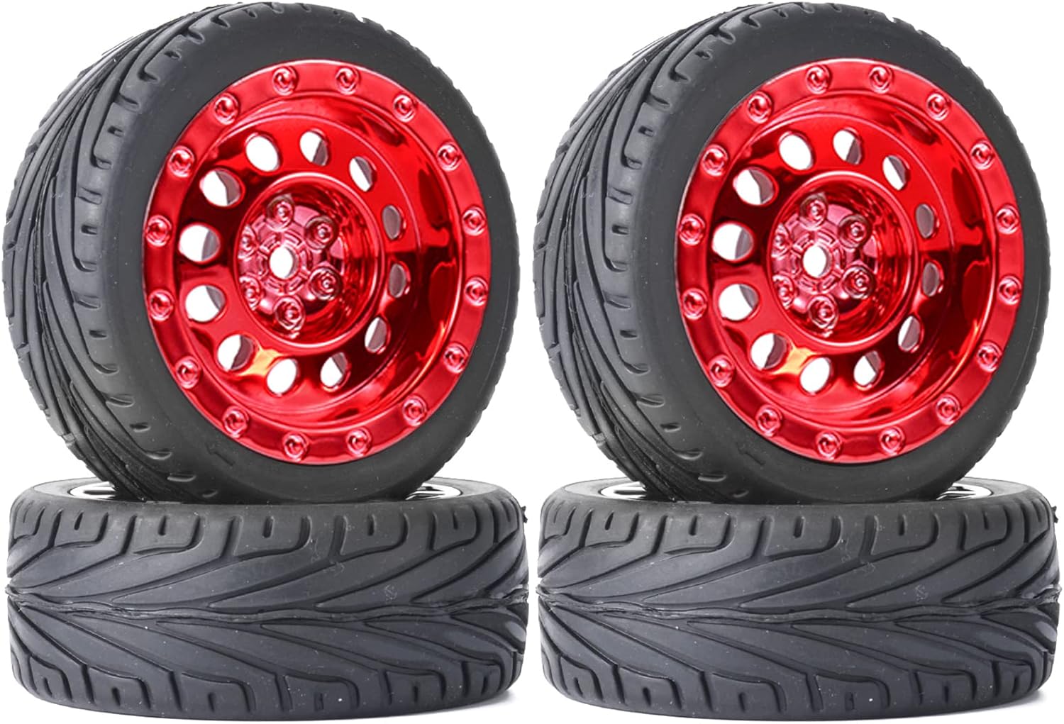 Amazon.com: WONFAST 4PCS 65mm RC Car Rubber Tires and Plastic Vintage ...