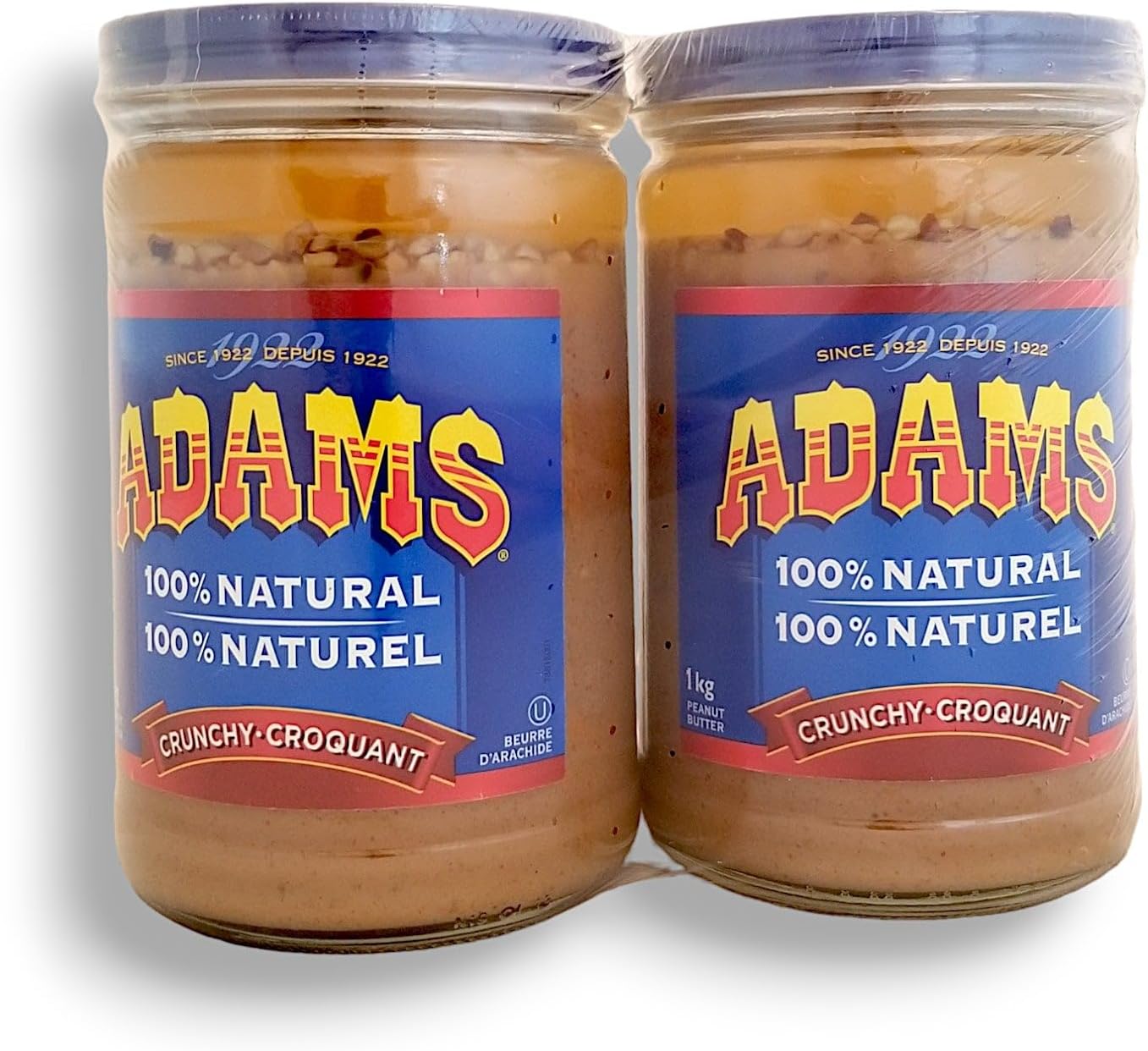 Amazon.com : Adams 100% Natural Crunchy Peanut Butter, 2 Pack, 2x1kg/70 ...