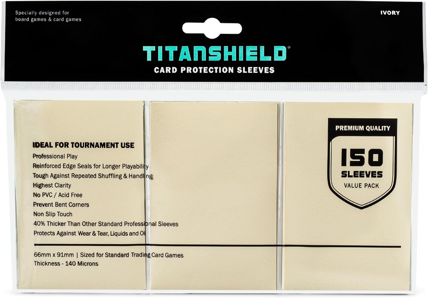 Amazon.com: TitanShield Premium Ivory 150 Sleeves Standard Size Board ...