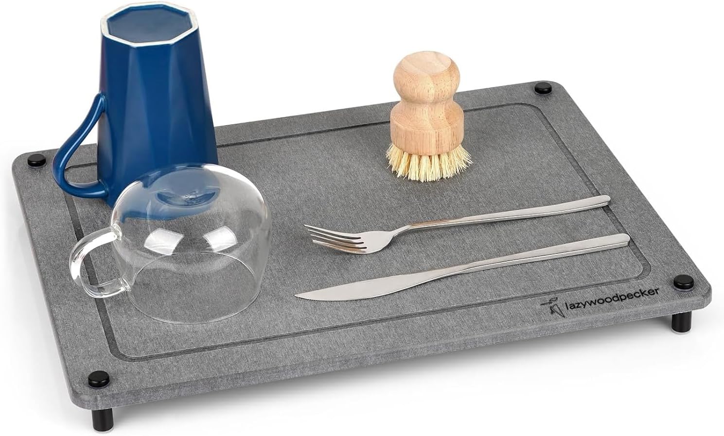 lazywoodpecker Stone Dish Drying Mat for Kitchen Counter, Absorbent ...