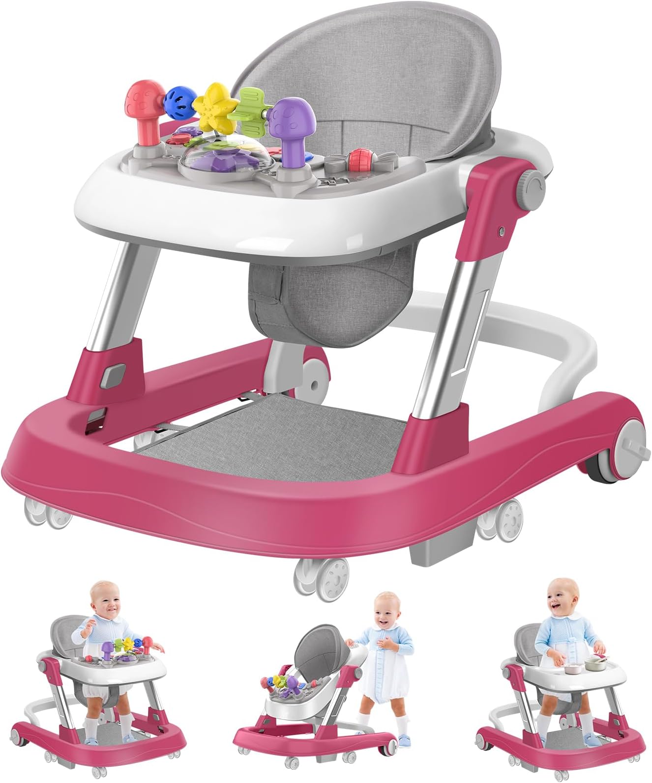 Amazon.com : Baby Walker, 3 in 1 Activity Center with Mute Wheels ...