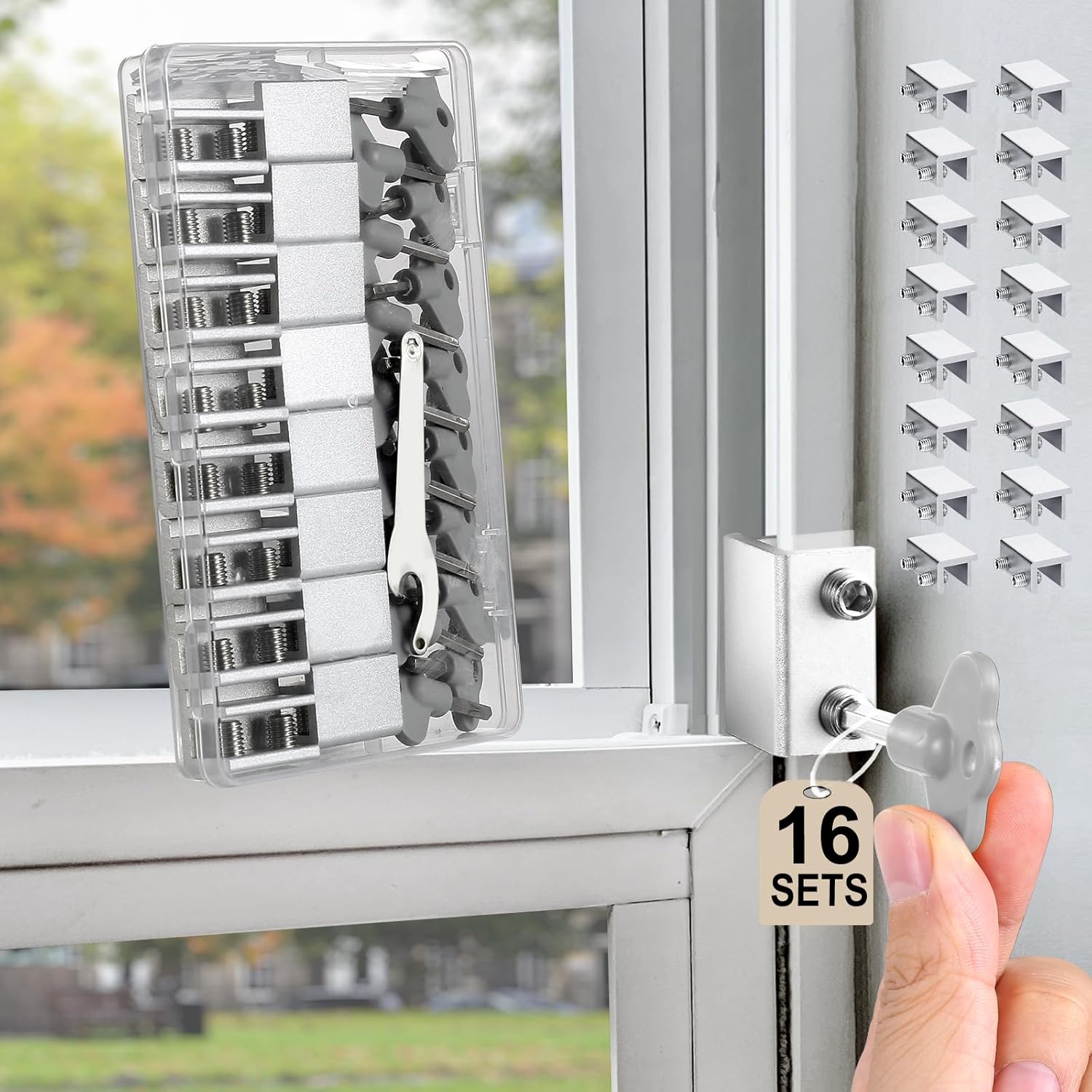 BMEWKOS Window Locks, 16 Sets Sliding Window Locks with Key, Easy to ...