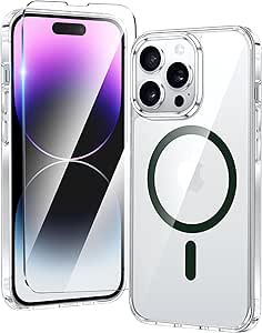 Amazon.com: FNTCASE for iPhone 14 Pro-Max Case: Clear Transparent Magnetic Drop Protective Cases ...