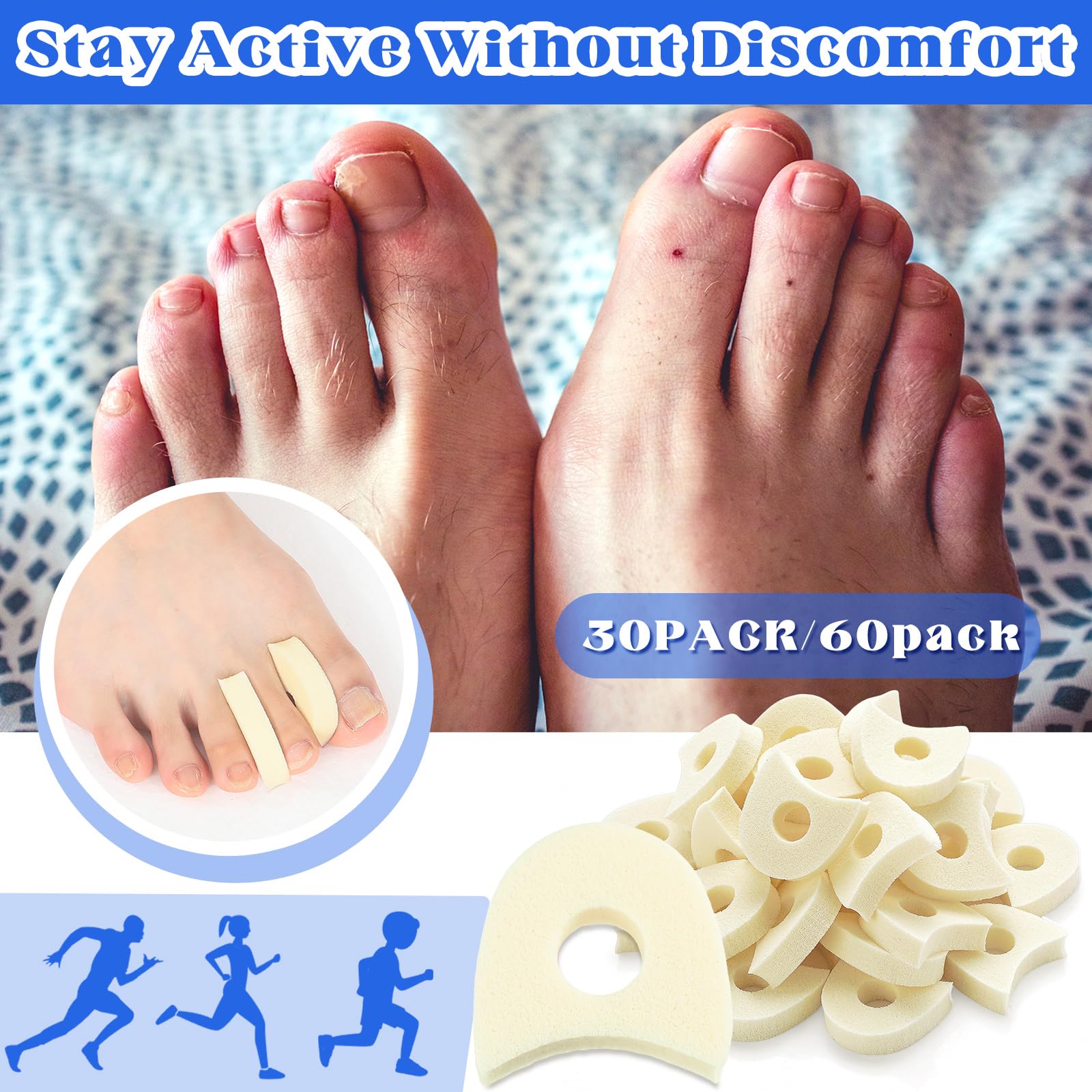 Snapklik.com : TrelaCo Foam Toe Separators Toe Spacers For Corn ...