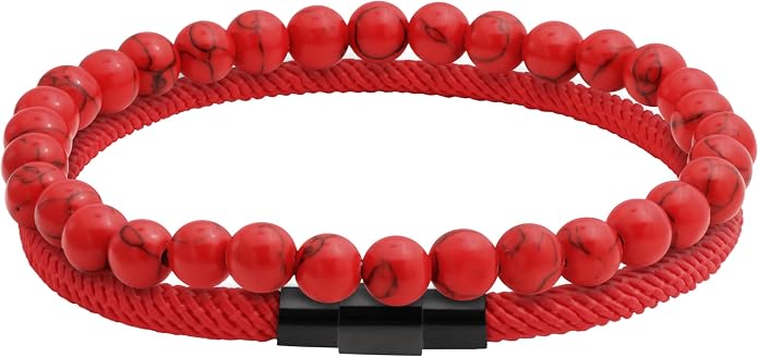 Amazon.com: HAQUIL Lucky Red Beaded Paracord Bracelet | Vibrant Energy ...