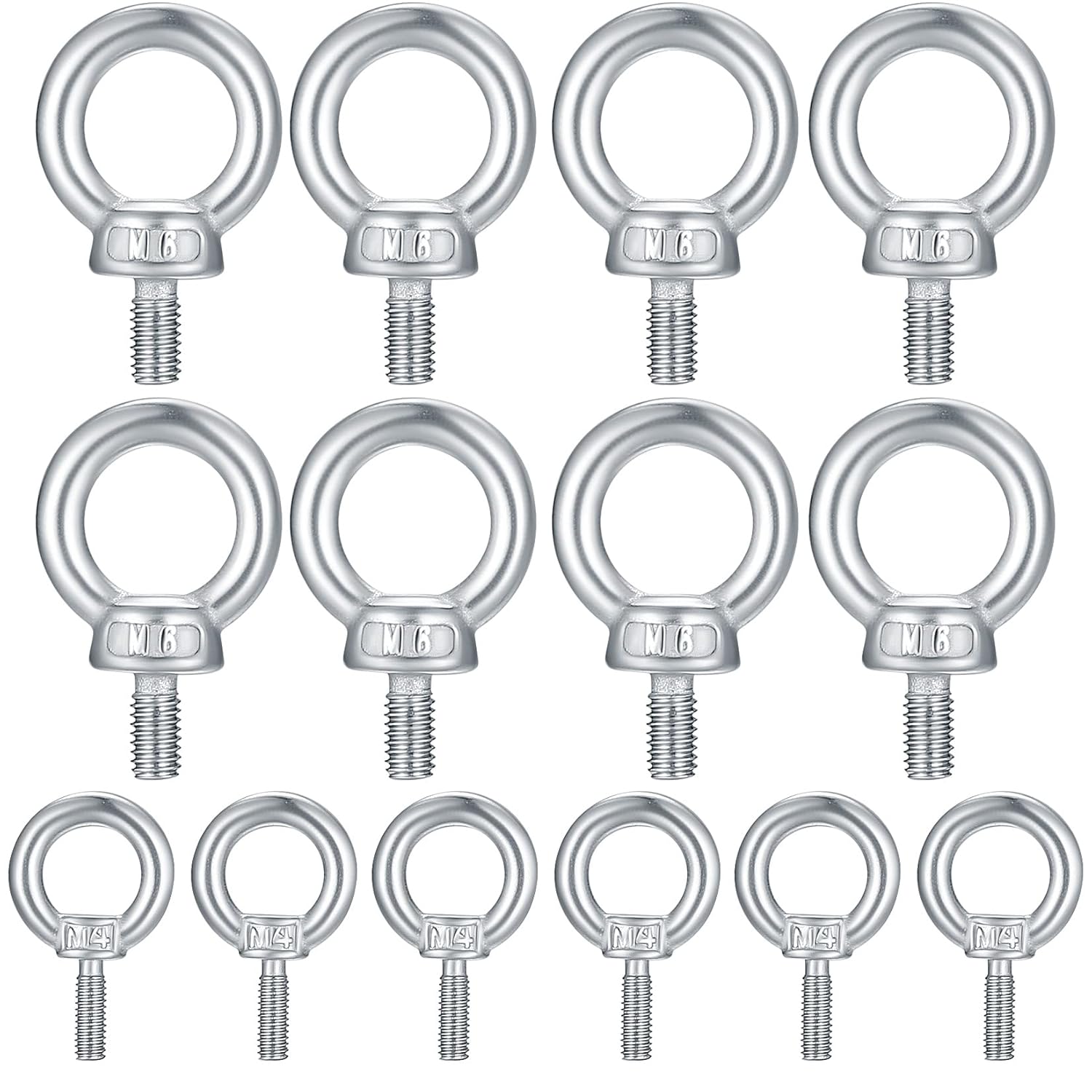 14 PCS M4 M6 Lifting Eye Bolt 304 Stainless Steel Ring Eyebolts, Male ...