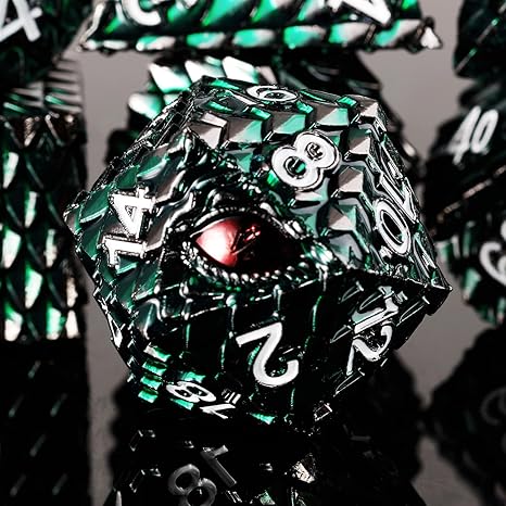 Amazon.com: Metal Dice Set D&D,7 PCS Dragon Scale Metallic DND Dice Set ...