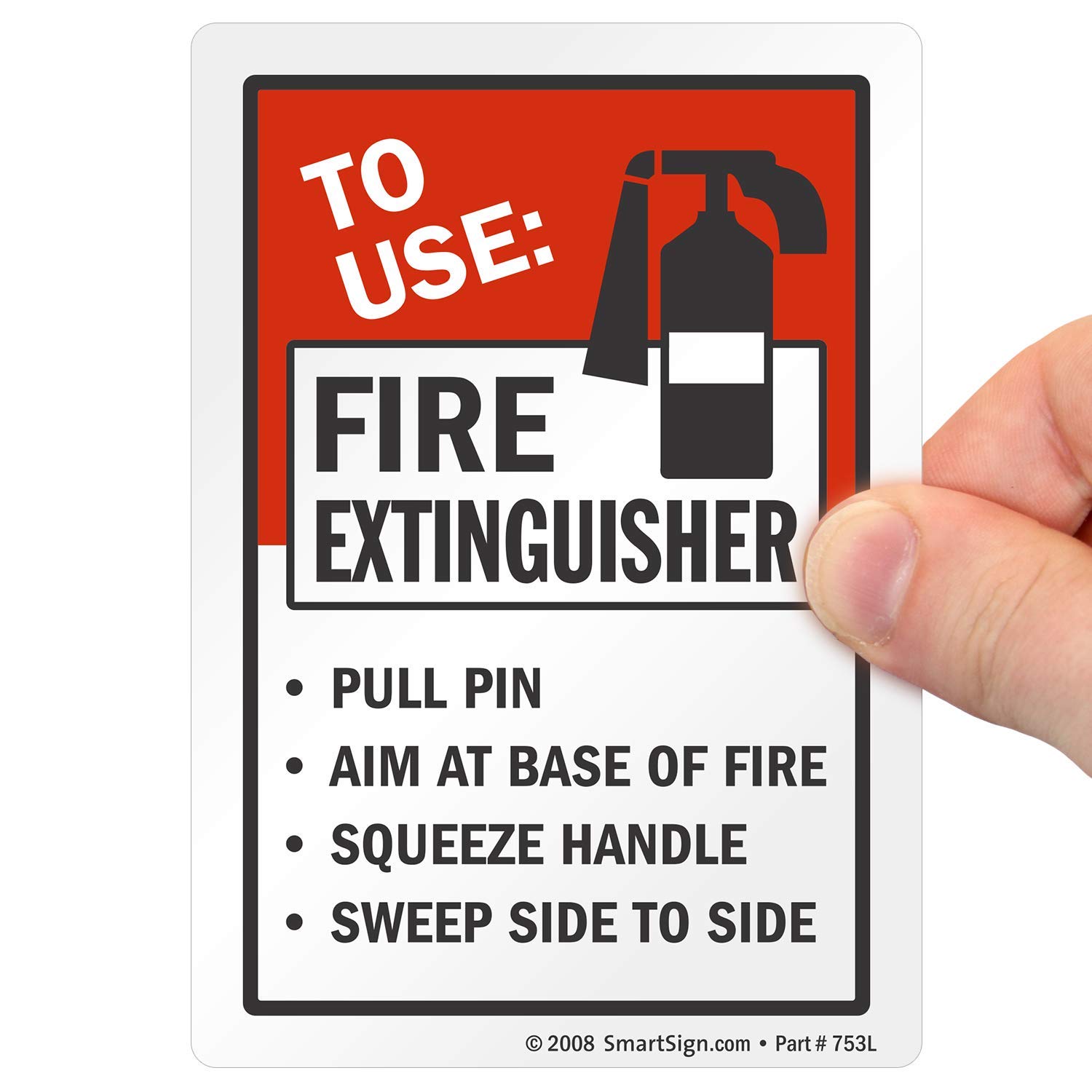 Amazon.com: SmartSign 5" x 3.5" 'to Use Fire Extinguisher Pull Pin Aim ...