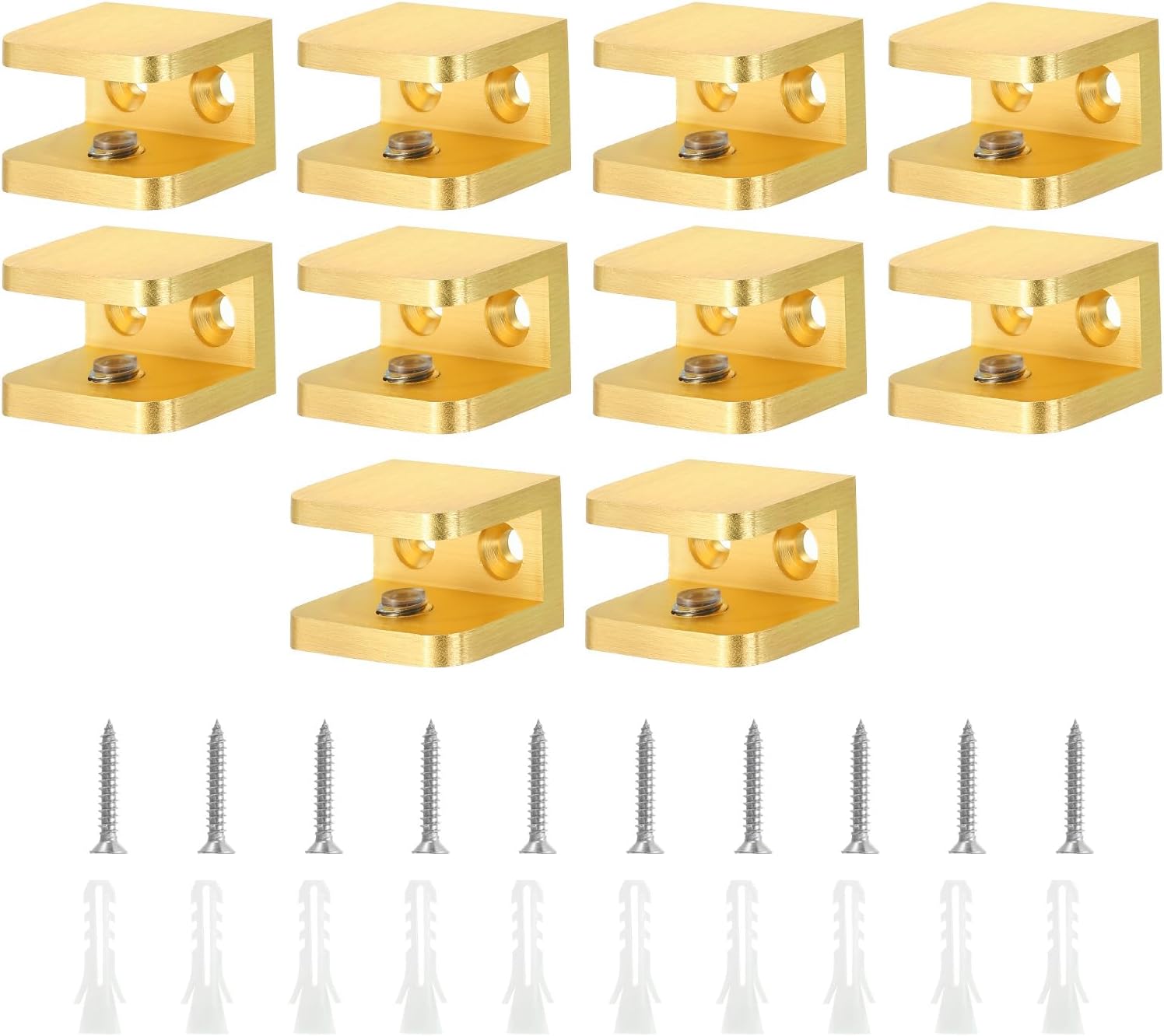 Amazon.com: Uxcell Brass Glass Shelf Clamp, 10Pcs for 10-12mm Thick ...