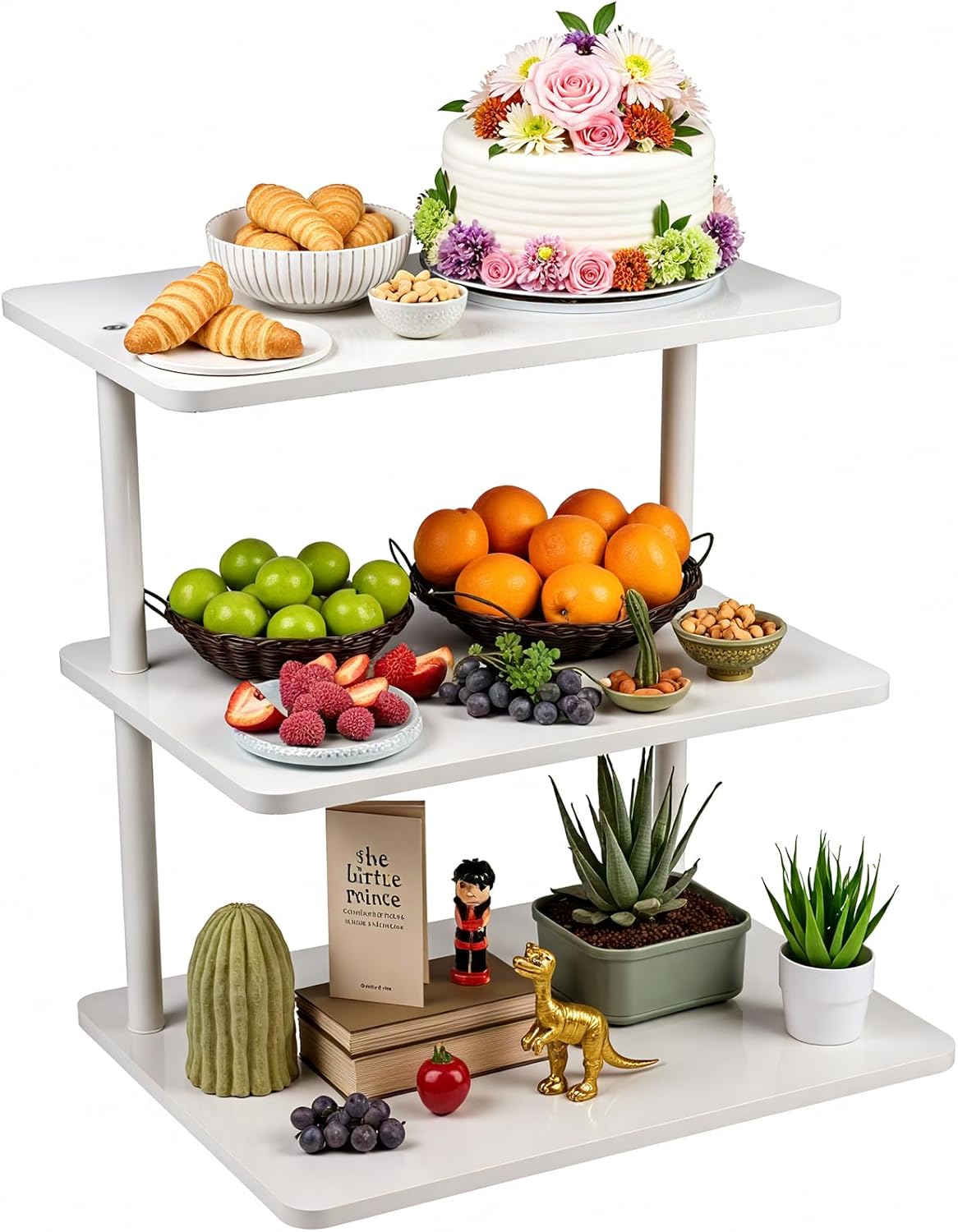 Amazon.com: HURZMORO 3 Tier Serving Tray and Platters, Wooden Three ...