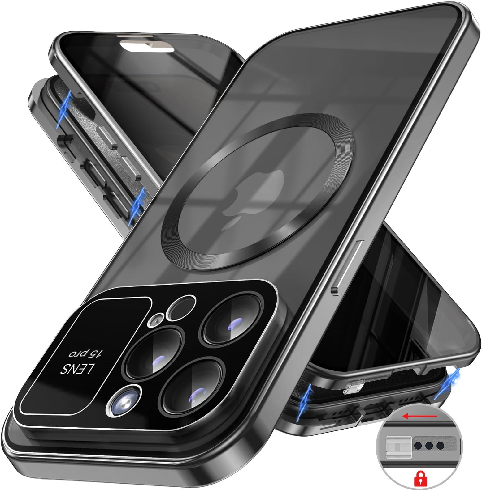 Amazon.com: Magnetic Privacy Case for iPhone 15 Pro Max with Full ...