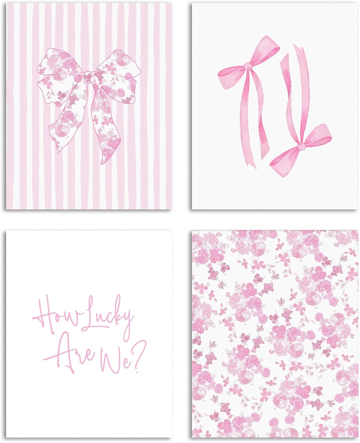 Amazon.com: DEQSX Pink Coquette Bow Flower Trendy Preppy Wall Art ...