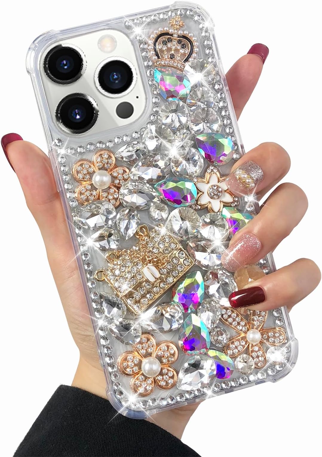 Amazon.com: VAOXTY Compatible with iPhone 16 Pro Case Cute Bling ...