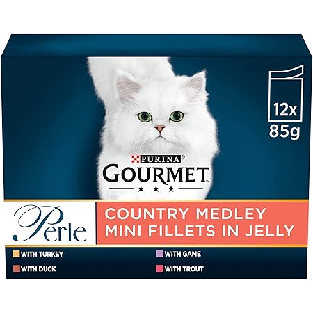 Gourmet Perle Adult Wet Cat Food Mini Fillets in Jelly Country Medley ...